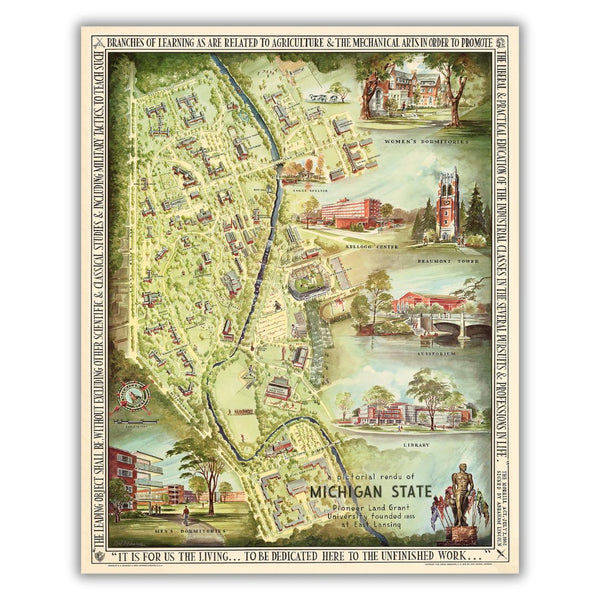 A Pictorial Rendu of Michigan State, 1955 Print – Michiganology
