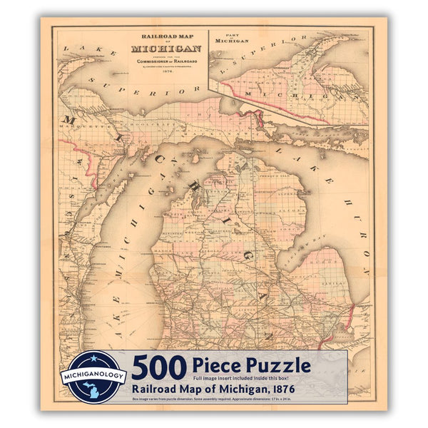 Railroad Map of Michigan, 1876 Puzzle – Michiganology
